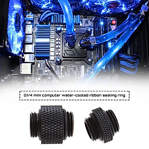 2pcs Black G1/4 Water Cooling Adapter with O- Ring Rubber Water Stop Plug Compatible with Computer Water Cooling System Water Tank and Pump