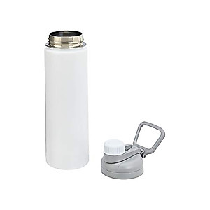 Amazon Basics Stainless Steel Insulated Water Bottle with Spout Lid – 20-Ounce, White