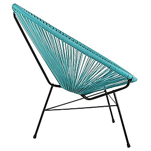 Design Tree Home Acapulco Indoor/Outdoor Lounge Chair, Blue Weave on Black Frame