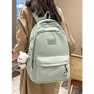 Cute Backpack Kawaii Backpack Aesthetic Supplies Cute Aesthetic Backpack for College Laptop Travel Supplies (Green)