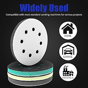 4 Pack Upgraded Foam Sanding Pads for Orbital Sander, 5 Inch 8 Holes Orbital Sander Surfprep Foam Pad, Hook and Loop Soft Density Interface Pads with Soft & Hard Cushion Sponge Buffer by Elechiakan