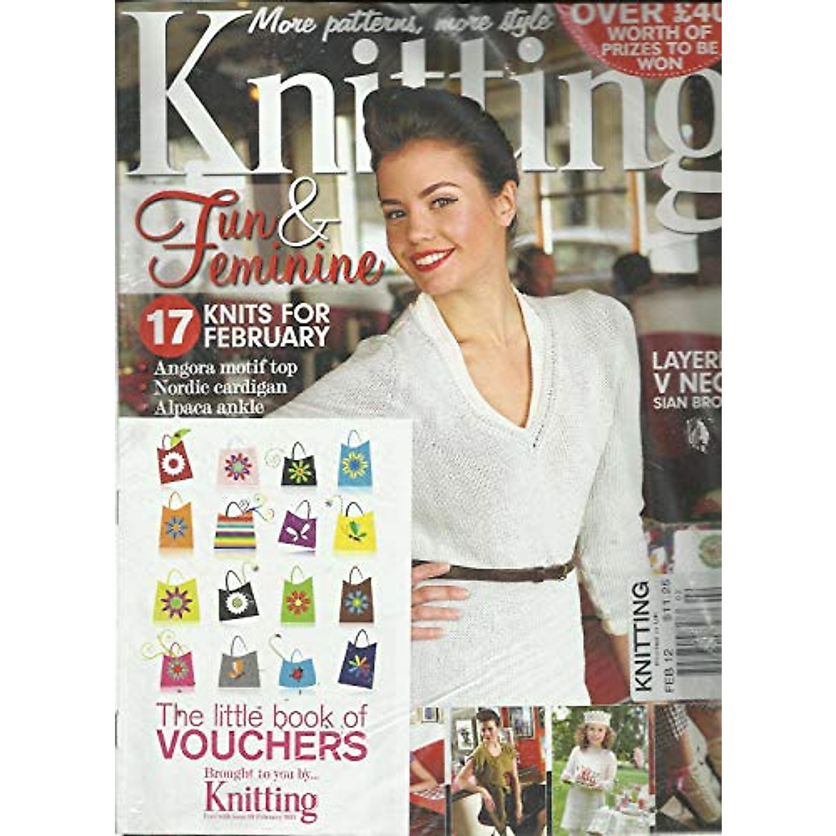 KNITTING MAGAZINE, FEBRUARY, 2012 (MORE PATTERNS, MORE STYLE) FUN & FEMININE