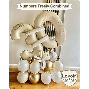 40 Inch Cream Sand White Number 1 Balloon Large Size Jumbo Digit Mylar Foil Helium Balloons for Birthday Party Celebration Decorations Graduation Anniversary Baby Shower Photo Shoot