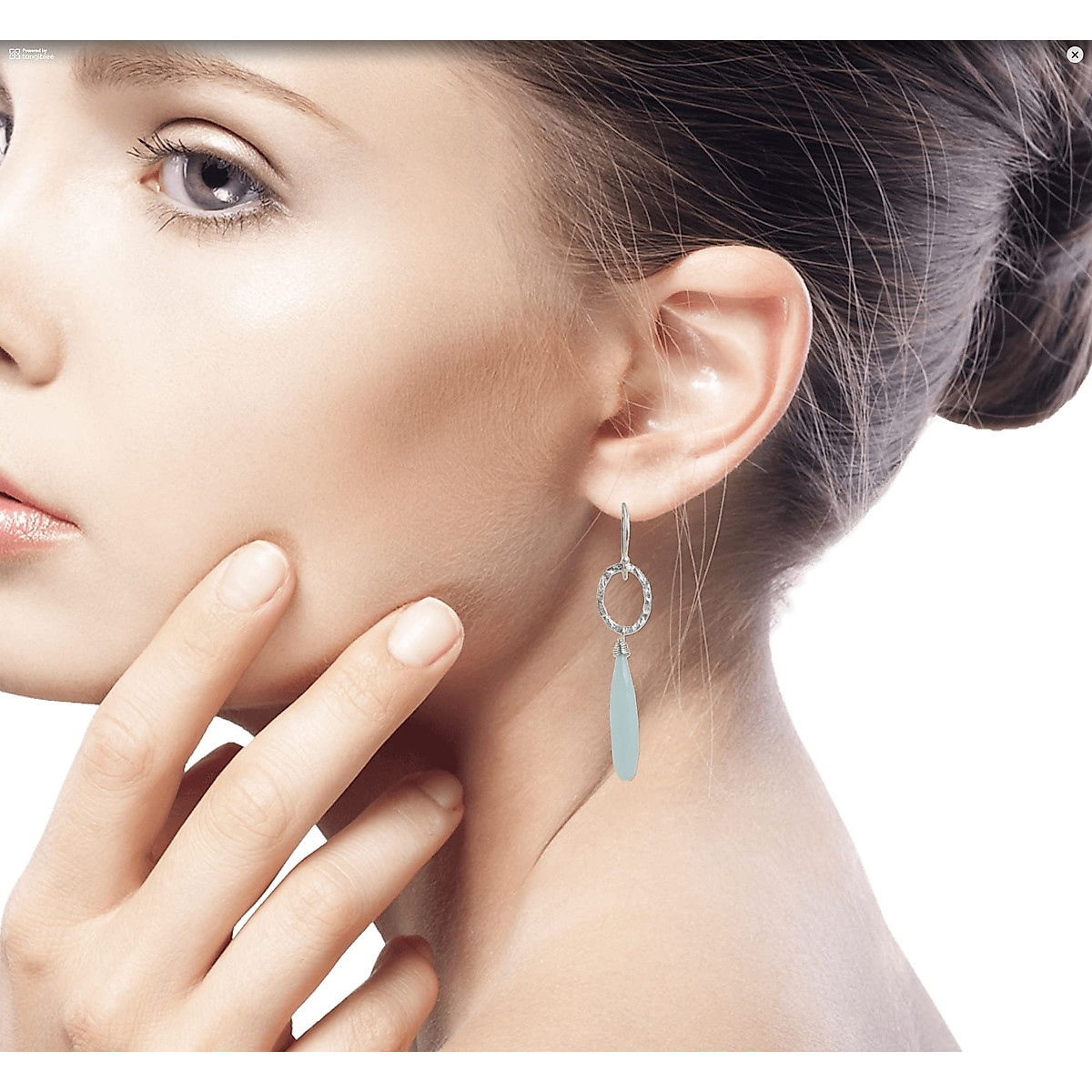 NOVICA Artisan Handmade Blue Chalcedony Dangle Earrings with Hammered Silver Sterling Thailand [2.4 in L x 0.5 in W] ' Exhilarated'