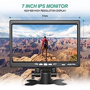 AUKUYEE 7 inch Monitor, 1024x600 IPS Monitor Built-in Speaker Screen Display with AV VGA HDMI Input for Raspberry Pi 4 3 2 1 Model B B+, Car PC DVR Home Office SC7J