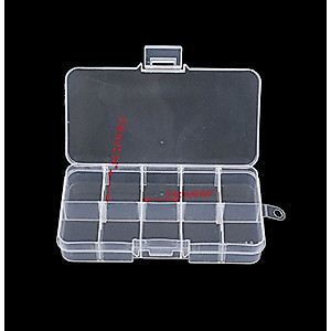 yueton 2 Pcs 10 Compartment Slot Adjustable Jewelry Bead Organizer Box Storage Container Case (Clear+Blue)