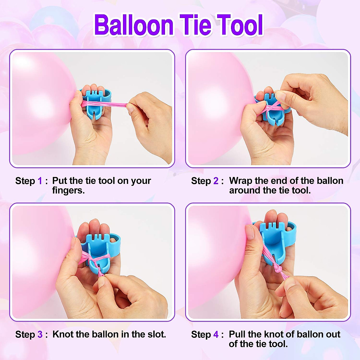 AGPTEK Electric Air Balloon Pump, 110V 600W Purple Portable Dual Nozzle Inflator/Blower for Party Decoration,with 2 Balloon Tying Tool