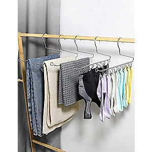 【2-Pack】 WAIKAS Pants Hangers with 8 Clips, 39cm, 304 Stainless Steel