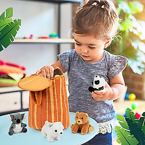 BenBen Dinosaur Stuffed Animals, 5 Small Dinosaur Plush Dolls and Egg Bag Toys Set, Dino Plushies, Cute Stuff for Kids Girls Boys, Baby Shower, Easter Basket Stuffers