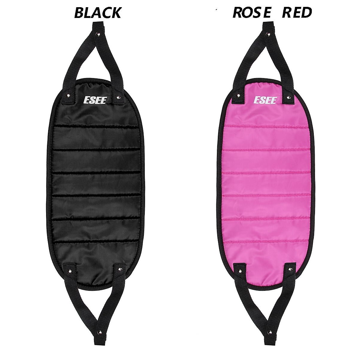 2 Pack Airplane Footrest, Esee Travel Foot Rest Adjustable Height, Prevent Swelling and Soreness, Provides Relaxation and Comfort, for Plane/Train/Bus/Office (Black and Rose Red)