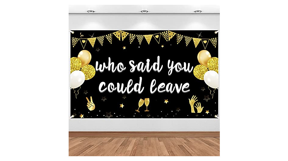 Retirement & Farewell Party Banner - Black & Gold Decorations