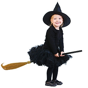 Skeleteen Witch Broomstick Costume Accessories - Realistic Wizard Flying Broom Stick Accessory For Costumes