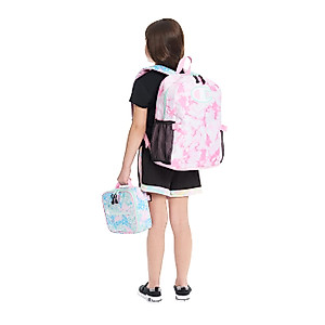 Champion Kids' Youth Backpacks & Lunch Kit Combo, Pink Candy/Aruba Blue, One-Size