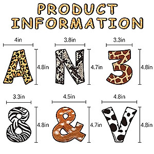 Animal Prints Letters Cutout Animal Letter and Number Accents Animal Texture Letters Wall Decors with 60 Glue Point Dots for Kids Nursery School Classroom (40 Sheets)