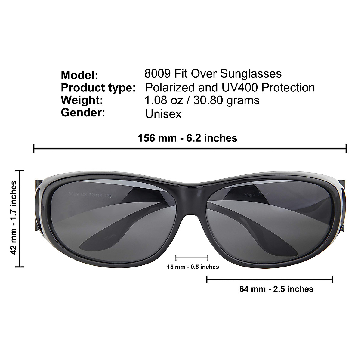 Fit Over Sunglasses Polarized Lens Case Included Wear Over Prescription Eyeglasses 100% UV Protection for Men and Women Silver Mirror Lens