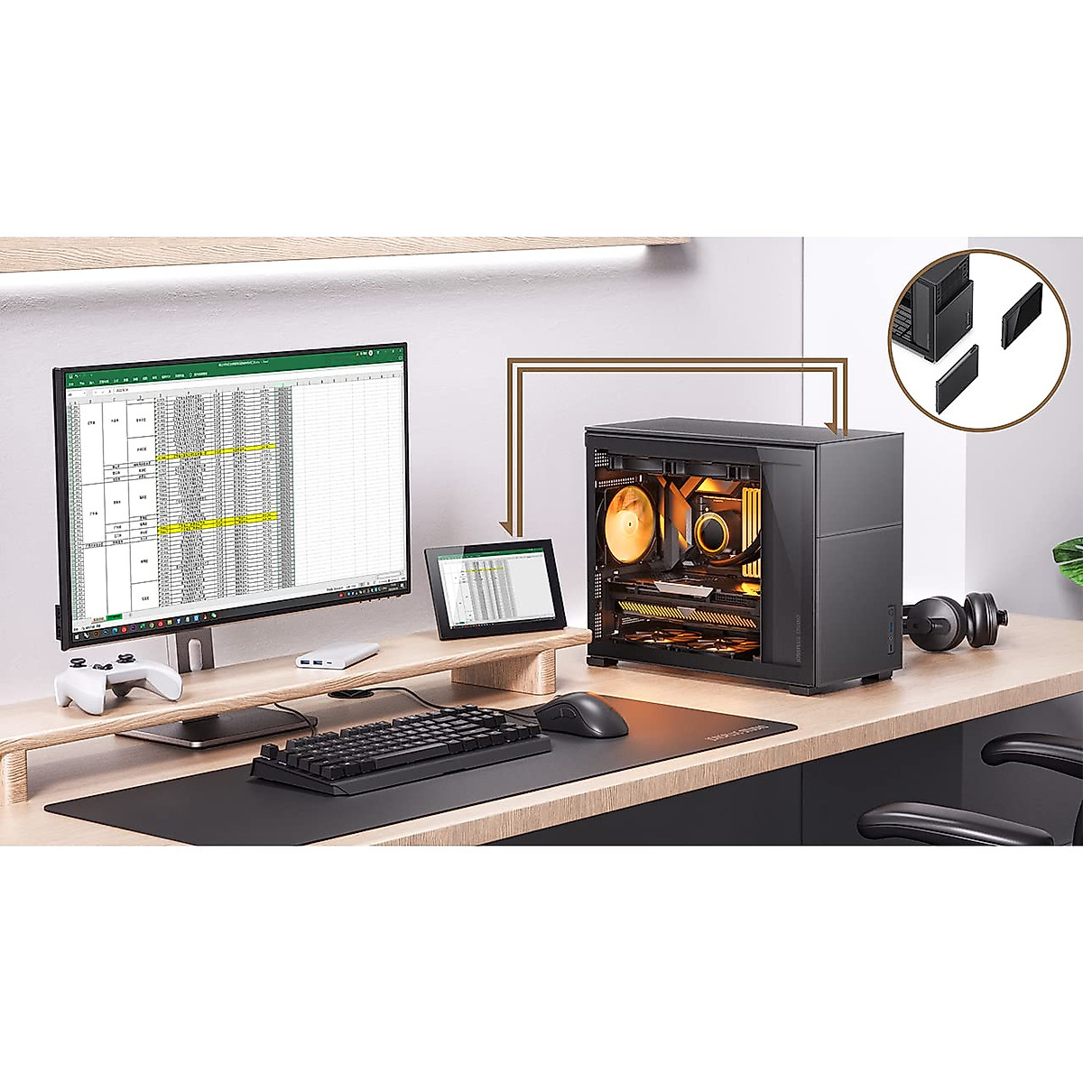 JONSBO D31 MESH SC Black Micro ATX PC Case with Screen, M-ATX/ITX Motherboard/Support RTX 4090(335-400mm) GPU 360/280AIO,Power ATX/SFX: 100mm-220mm Multiple Tool-Free Design Computer case