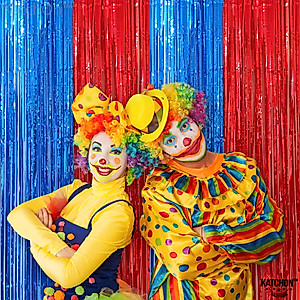 KatchOn, Red and Blue Streamers, Pack of 2 - Xtralarge, 8x3.2 Feet | Red and Blue Fringe Curtain, Red and Blue Party Decorations | Circus Theme Party Decorations | Red and Blue Carnival Decorations