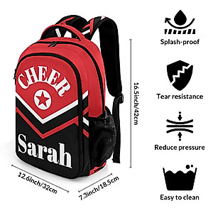 Anneunique Personalized Cheerleaders Backpack Multifunctional Waterproof Laptop Bag for Travel Gift Cheer Pom Red Black