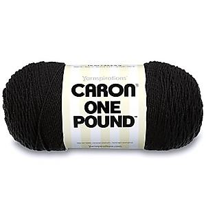 Caron One Pound Solids Yarn, 16oz, Gauge 4 Medium, 100% Acrylic - Black- For Crochet, Knitting & Crafting ( 1 Piece )