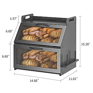 Bread Box, Bread Box for Kitchen Countertop, Large Bread Storage Container for Homemade Bread, Wooden Farmhouse Breadbox Organizers, Double Layer Bread Bin with Acrylic Window Bread Holder,Black