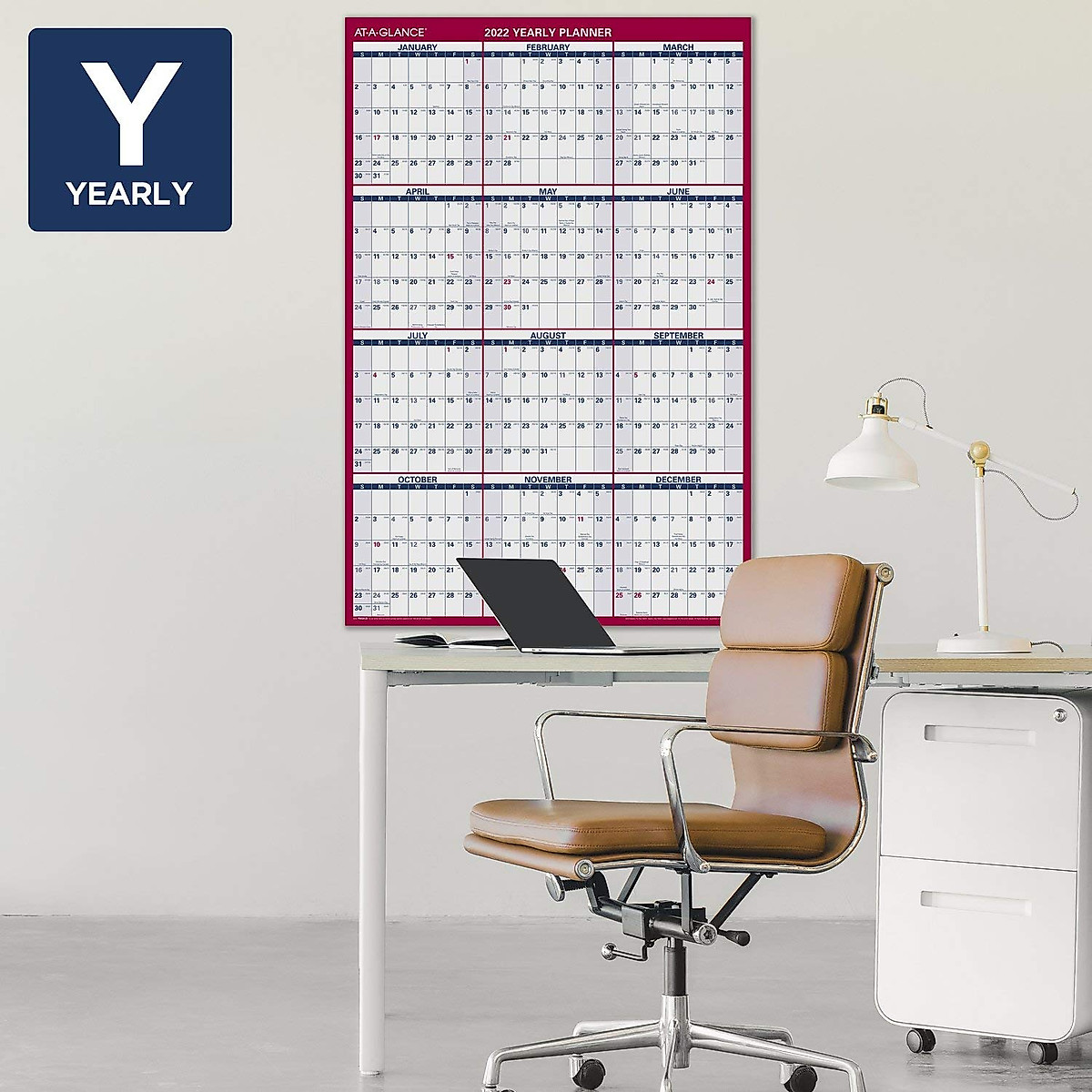 2022 Erasable Calendar, Dry Erase Wall Planner by AT-A-GLANCE, 48" x 32", Jumbo, Vertical/Horizontal, Reversible (PM32628)