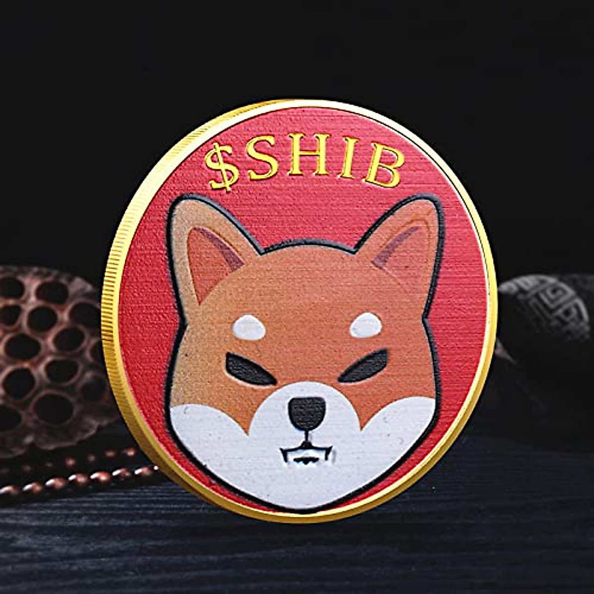 1oz Gold Shibcoin Commemorative Coin Gold Plated Shiba Inu Shib Coin 2021 Limited Edition Collectible Coin with Protective Case and Black Display Case (coin1 redgold+Black case)