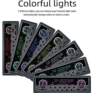 FYPLAY Dual USB Car Stereo Radio Receiver - Single Din, Bluetooth Hands Free Calling, Support USB/SD/AUX/MP3, with Clock Display LCD, Dual Knob Car Multimedia Audio Player, USB Fast Charging