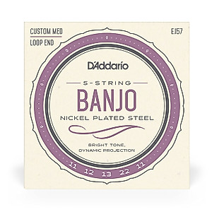 D'Addario EJ57 Nickel 5-String Banjo Strings, Custom Medium, 11-22