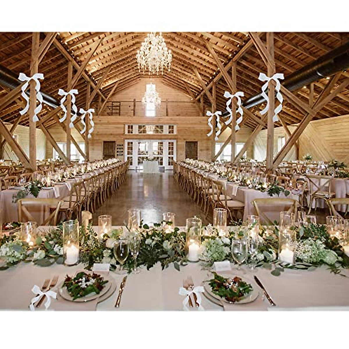 TONIFUL 1-1/2 Inch Wide White Wired Chiffon Ribbon Sheer Organza Ribbons for Crafts Floral Bouquets Wedding Car Party Decorations Valentine's Day Gift Wrapping Bow Making Tree Wreaths Decoration