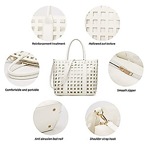 LMKIDS Womens Tote Handbag Large Capacity Roomy Bag,Ladies Crossbody Shoulder Bags Hobo Tote Bag Purse Fashion Handle Satchel (White)