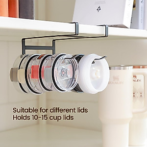 GardTok Tumbler Lid Organizer, Space Saving Cup Lid Organizer for Yeti/Stanley/Simple Modern Cup Accessories, Tumbler Lid Storage Hook, Cup Lid Holder for Kitchen Cabinets and Countertops