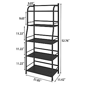 FKUO 5 Tier Metal Shelf Storage Shelves Living Room Bookshelf Bathroom Corner Storage Rack for Kitchen,Indoor Plant Stand (Matte Black, 5 Tier)