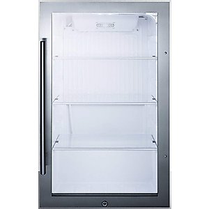 Summit Appliance SPR489OSCSS Commercially Approved Shallow Depth Indoor/Outdoor Beverage Cooler for Built-in or Freestanding Use with Stainless Steel Cabinet, Glass Door, Auto Defrost
