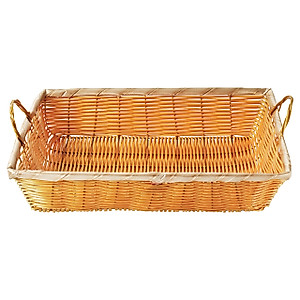 Winco PWBN-16B 16-Inch by 11-Inch by 3-Inch Rectangular Woven Basket with Handles,Medium