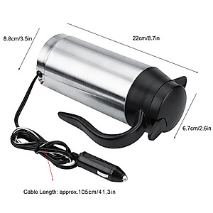 Car Electric Cup, 12V 750ml Car Electric Cup Vacuum Insulation Technology Portable Electric Travel Heating Cup Coffee Tea Boiling Mug Kettle for Car