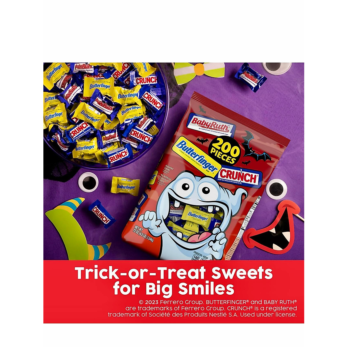 Butterfinger, CRUNCH and Baby Ruth, Mini Size Bars (200 ct) + XALEZ TM Gift Box