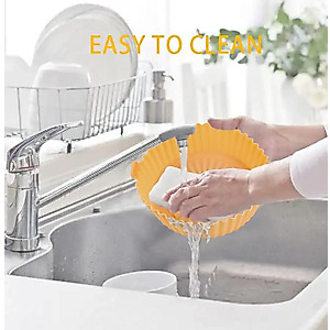 Air Fryer Silicone Pot 2 Pack, Reusable Air Fryer Liner, Fit 2-3 QT, Air Fryer Oven Accessories, Flammable Parchment Liner Replacement.(Blue Orange)