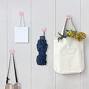 Cozy Tower 4 Pcs Rose Quartz Wall Hooks Decorative, Hat Bag Hooks for Wall Gold Brass Hooks for Hanging Purse Crystal Curtain Tieback Hooks for Wall, Pink