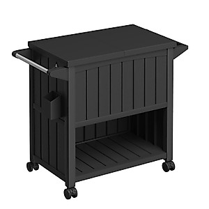 Devoko 85 Quart Rolling Ice Chest Portable Movable Dining Cart Table Cooler Outdoor PP Cart on Wheels for Patio Pool Party Cookouts BBQ Ice Bag with Bottle Opener, Black