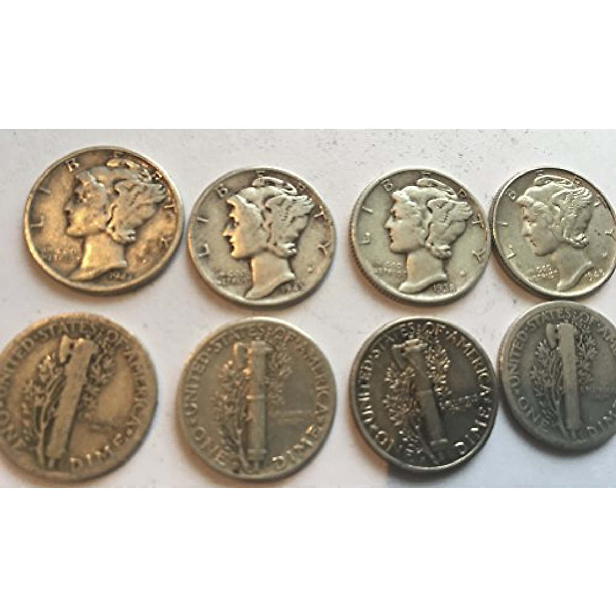 10 Silver Mercury Dimes 1916-1945 Choice Fine