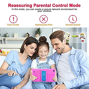 qunyiCO 7 inch Kids Tablet 32GB Android 11 WiFi Camera Bluetooth 2GB RAM Eye Protection HD IPS Touch Screen 1024x600 Kid-Proof Case Parental Control Learning Apps on Google Certified Playstore Pink