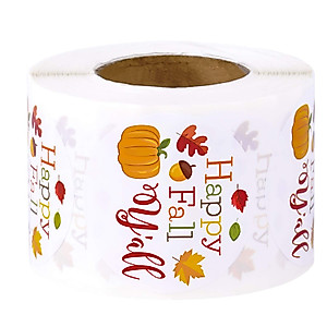 WRAPAHOLIC Happy Fall Y'all Stickers - Pumpkin Design for Holiday/Party Decoration and Gift Wrap - 2 x 2 Inch 500 Total Labels