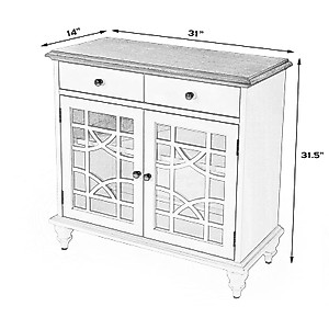 BOWERY HILL Traditional Wooden 2 Door 2 Drawer Cabinet - White