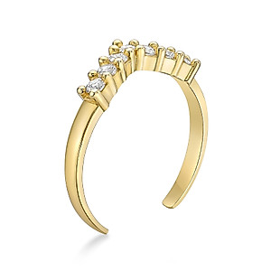 Lavari Jewelers Cubic Zirconia Adjustable Band Open Chevron Toe Ring for Women I 10k Yellow Gold Toe Ring I One Size Fits Most Toes I Classic 4 mm Wide CZ Body Jewelry