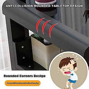 TopJia Tempered Glass Computer Desk, Large Office Desk with Storage Shelves, Modern Simple Gaming Table with Metal Frame, Writing Study Desk for Home Office Workstation(80cm/31inch, C), 1750318