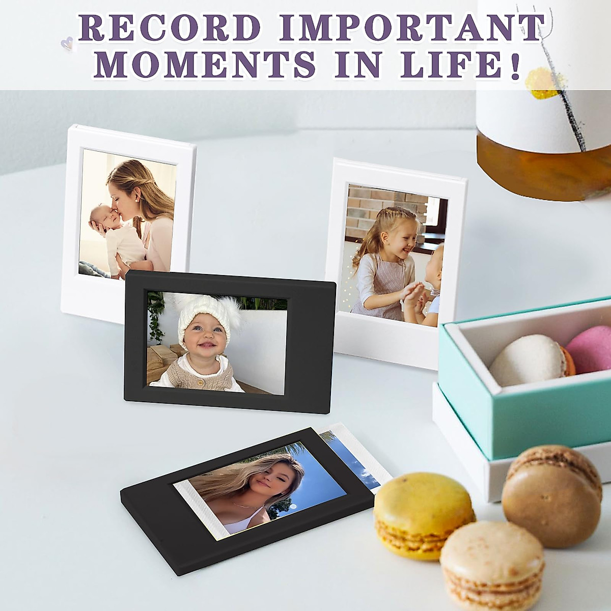 CAIYOULE Mini Picture Frame for Instax Mini 99/12/11/9/8/7+/EVO 3'' Film-Classic Polaroid 2x3 Photo Frame (10 Pack)