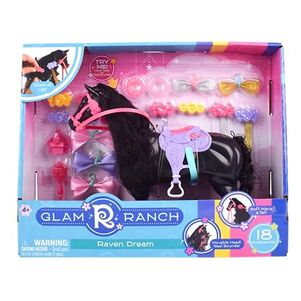 Sunny Days Entertainment, LLC. Glam-R-Ranch Raven Dream - Horse Toy with Accessories