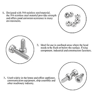 DYWISHKEY 310 Pieces M2 x 4mm/6mm/8mm/10mm/12mm/16mm/20mm, Stainless Steel 304 Hex Socket Head Cap Bolts Screws Nuts Kit with Hex Wrench