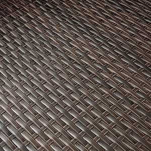 Teamson Home Patio Outdoor 3 Piece PE Wicker Sectional Conversation Sofa Set with Washable Cushions, Tempered Glass Tabletop for Small Space for Patio Garden Backyard, Brown and White