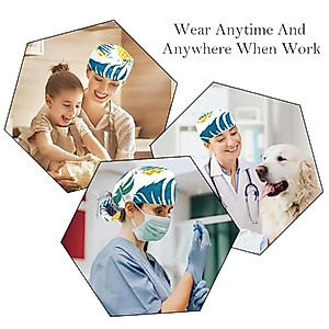 2-Pc Gourd-Shaped Working Cap,Fisherman Hat with Buttons and Cotton Sweatband,Pineapple Leaf Tropical